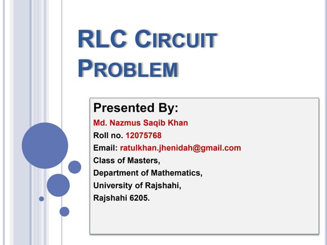 Modeling of an RLC circuit | PPT Modeling of an RLC circuit | PPT