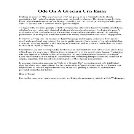 Ode On A Grecian Urn Essay | PDF
