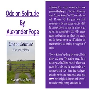 Ode on Solitude By Alexander Pope | PDF