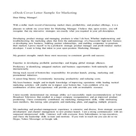 Cover Letter For Odesk