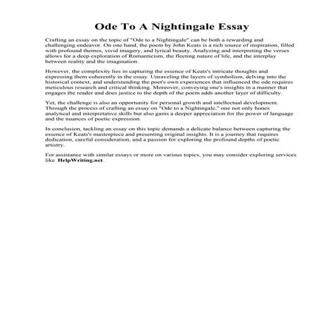 Ode To A Nightingale Essay.pdf