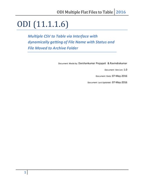 Multiple Flat Files(CSV) to Target Table in ODI12c(12.2.1.0.0) | DOCX