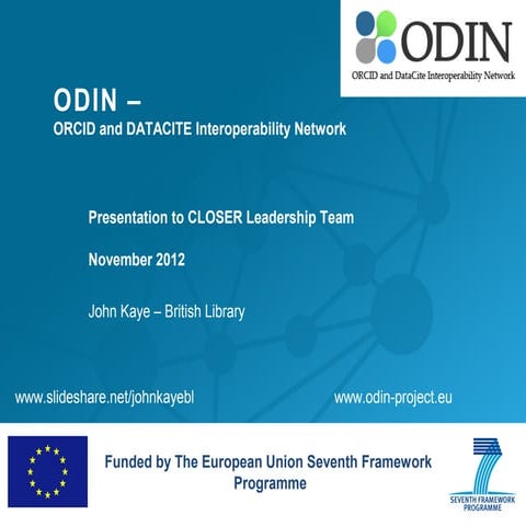 ODIN Project Presentation to CLOSER Leadership Team | PPT