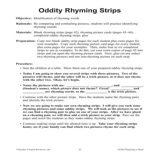Oditty rhyming picture card | PDF