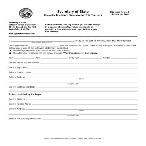 Odometer disclosure form | PDF