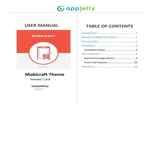 Responsive Mobile Odoo Theme: Mobicraft User Manual | PDF