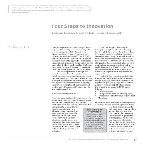 Four Steps to Innovation | PDF