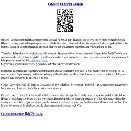 Odysseus Character Analysis | PDF