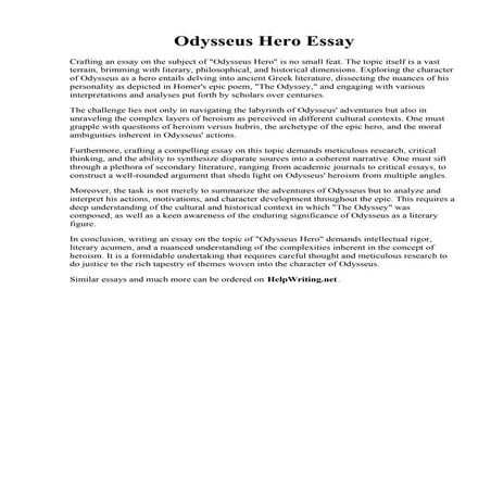 Odysseus Hero Essay. Odysseus Epic Hero Traits Essay Example for Free ...