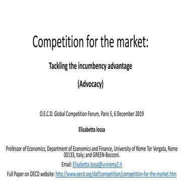 Competition-for-the-market – IOSSA – December 2019 OECD discussion | PDF