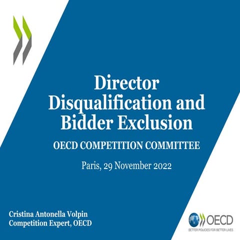Director Disqualification and Bidder Exclusion – OECD Secretariat ...
