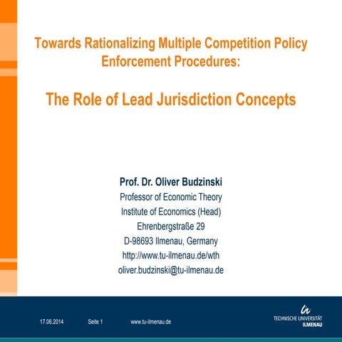 Towards Rationalizing Multiple Competition Policy Enforcement Procedures: The Role of Lead ...