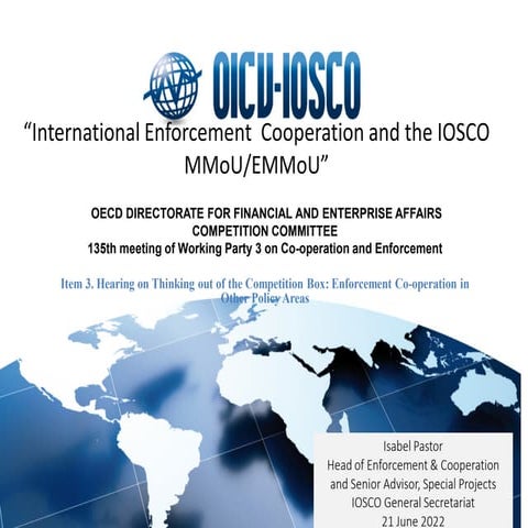 Hearing on Thinking out of the Competition Box: Enforcement Co-operation in Other Policy Areas ...