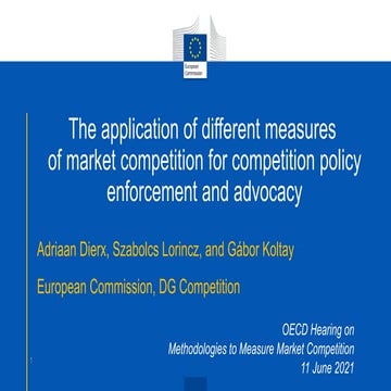 Methodologies to Measure Market Competition – EUROPEAN COMMISSION ...