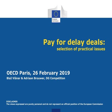 Pay for delay deals: selection of practical issues | PDF