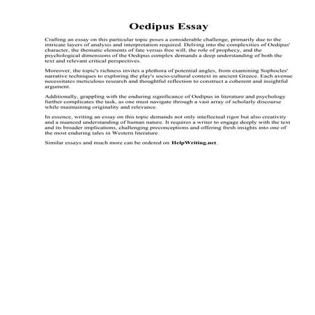 Oedipus Essay | PDF