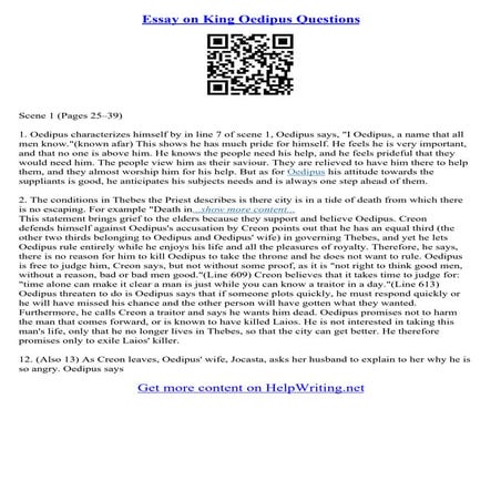 Oedipus The King Essay | PDF