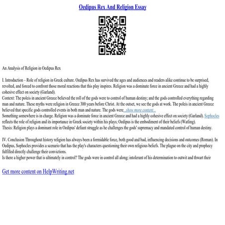 Oedipus Rex And Religion Essay | PDF