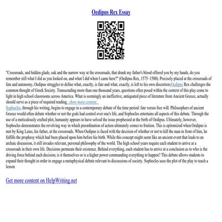 Oedipus Rex Essay Pdf