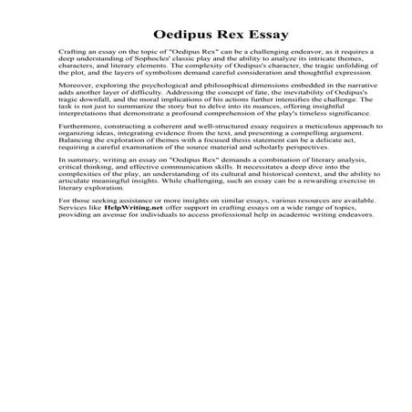 Oedipus Rex Essay. Pin on English Summary in 1 Minute | PDF | Science