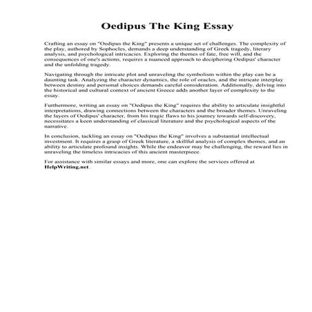 Oedipus Rex Essay Topics. Edison State Community College | PDF