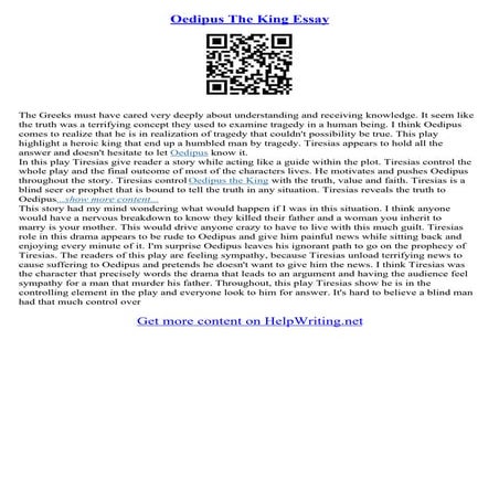 Oedipus The King Essays | PDF | Drama | Genres