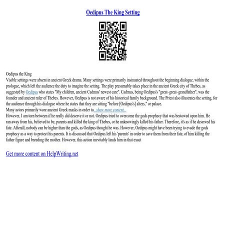 Oedipus The King Setting | PDF