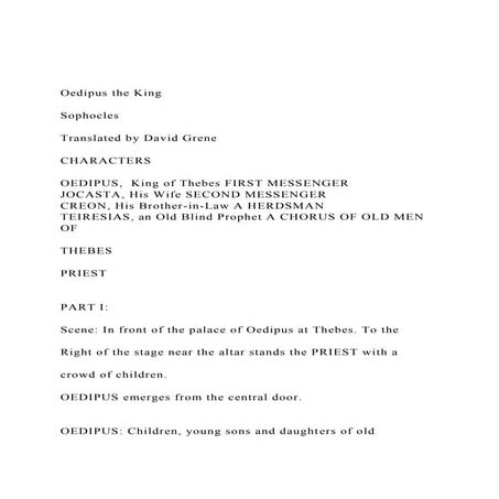 Oedipus the King Sophocles Translated by David Grene .docx