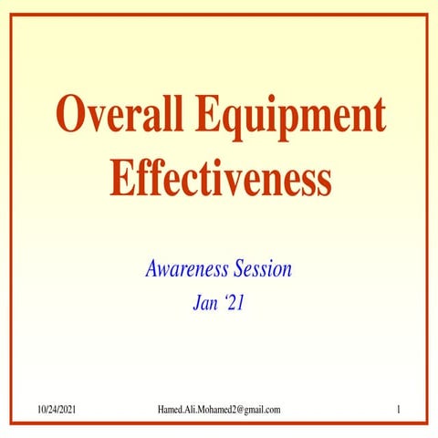 Oee Training Ppt For Analize Machine Performance Pdf