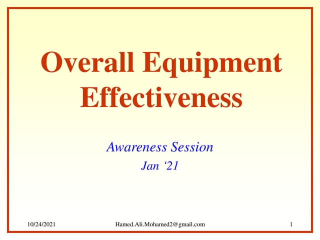Oee Training Ppt For Analize Machine Performance Pdf