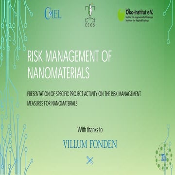 RISK MANAGEMENT OF NANOMATERIALS | PDF