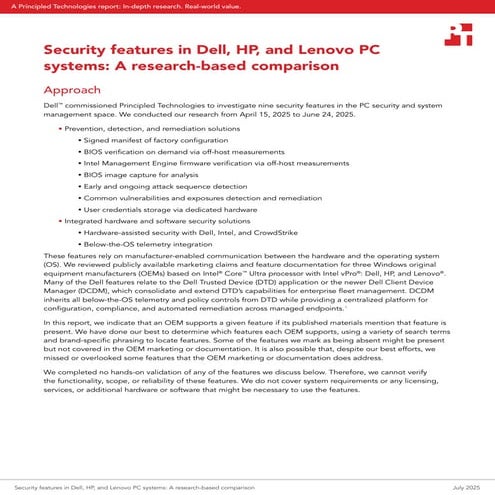 Security features in Dell, HP, and Lenovo PC systems: A research-based comparison | PDF
