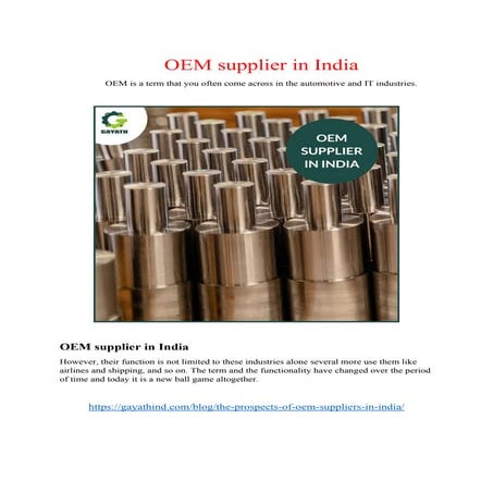 OEM supplier in India | PDF