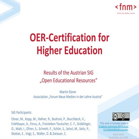 OER-Certification for Higher Education | PPT