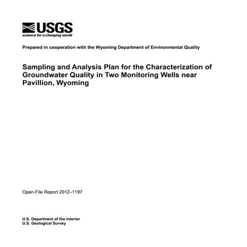 USGS Sampling and Analysis Plan for 2 Test Water Wells in Pavillion, WY ...