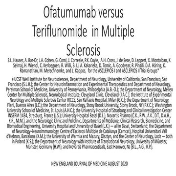 Ofatumumab versus teriflunomide in multiple sclerosis | PPT