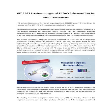 OFC 2023 Preview Integrated Z-block Subassemblies for 400G Transceivers.pdf