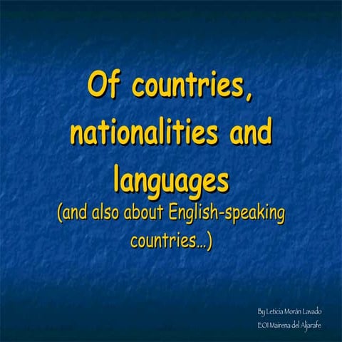 Of Countries, Nationalities And Languages | PPT