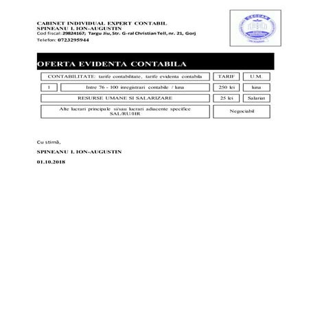 Oferta cabinet individual expert contabil | PDF