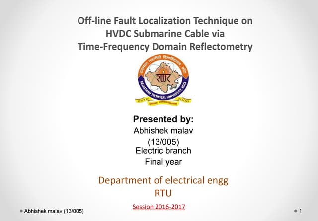 Off Line Fault Localization Technique On Hvdc Submarine Cable Via Time