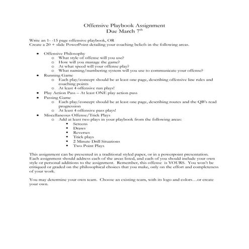 Offensive playbook assignment | PDF