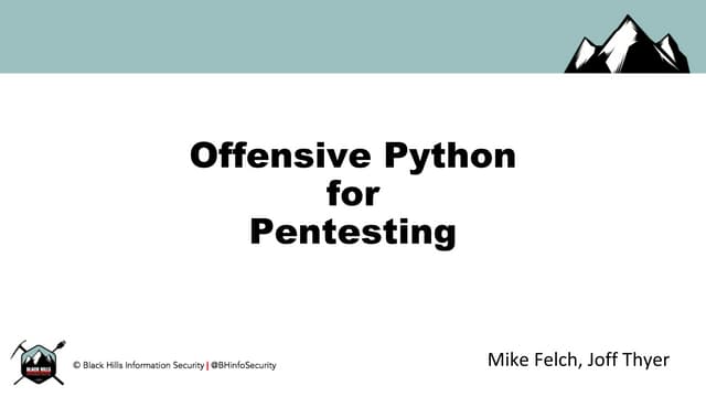 Offensive Python For Pentesting Pptx Cloud Computing Internet