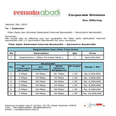 Offering dedicated internet fiber optic cir 1 1 symmetric bandwidth ...
