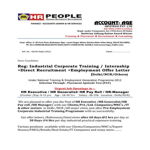 Offer letter hr final | PDF