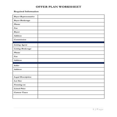 Offer plan worksheet | DOC