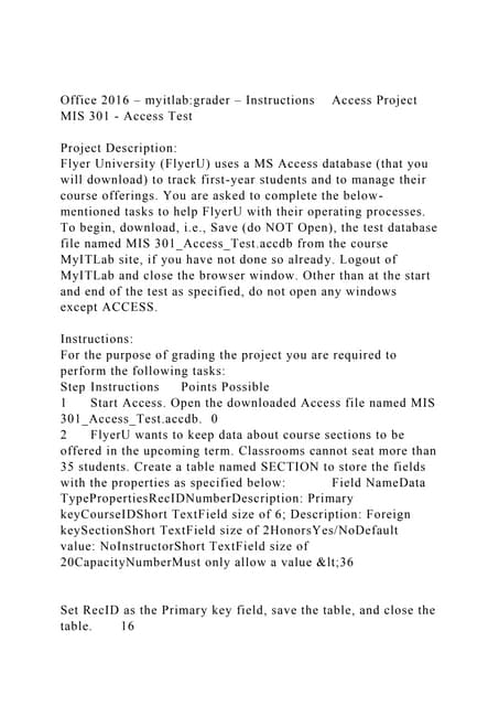 Office 2013 – myitlabgrader – InstructionsA_MIS_301MIS 301.docx