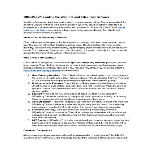 Office24by7 Leading the Way in Cloud Telephony Software.pdf