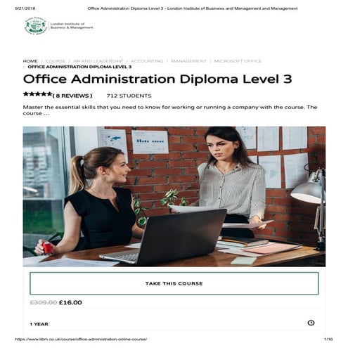 Office Administration Diploma Level 3 - LIBM | PDF