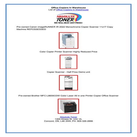 Office copiers in_warehouse | PDF | Computer Peripherals | Computing