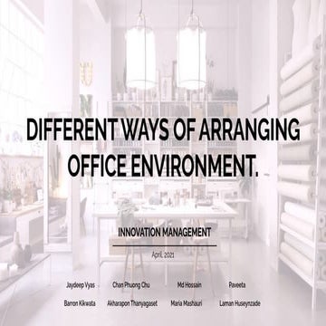 Innovartion Management, Office Environment and Arrangement | PPT